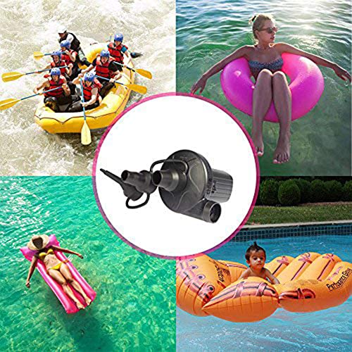 Electric Air Pump, Portable Air Pump Quick-Fill Inflator Deflator with 3in1 Nozzle Adapter for Air Mattresses Airbeds Boats Swimming Ring Inflatable Pool Raft(AC 110V/DC 12V)