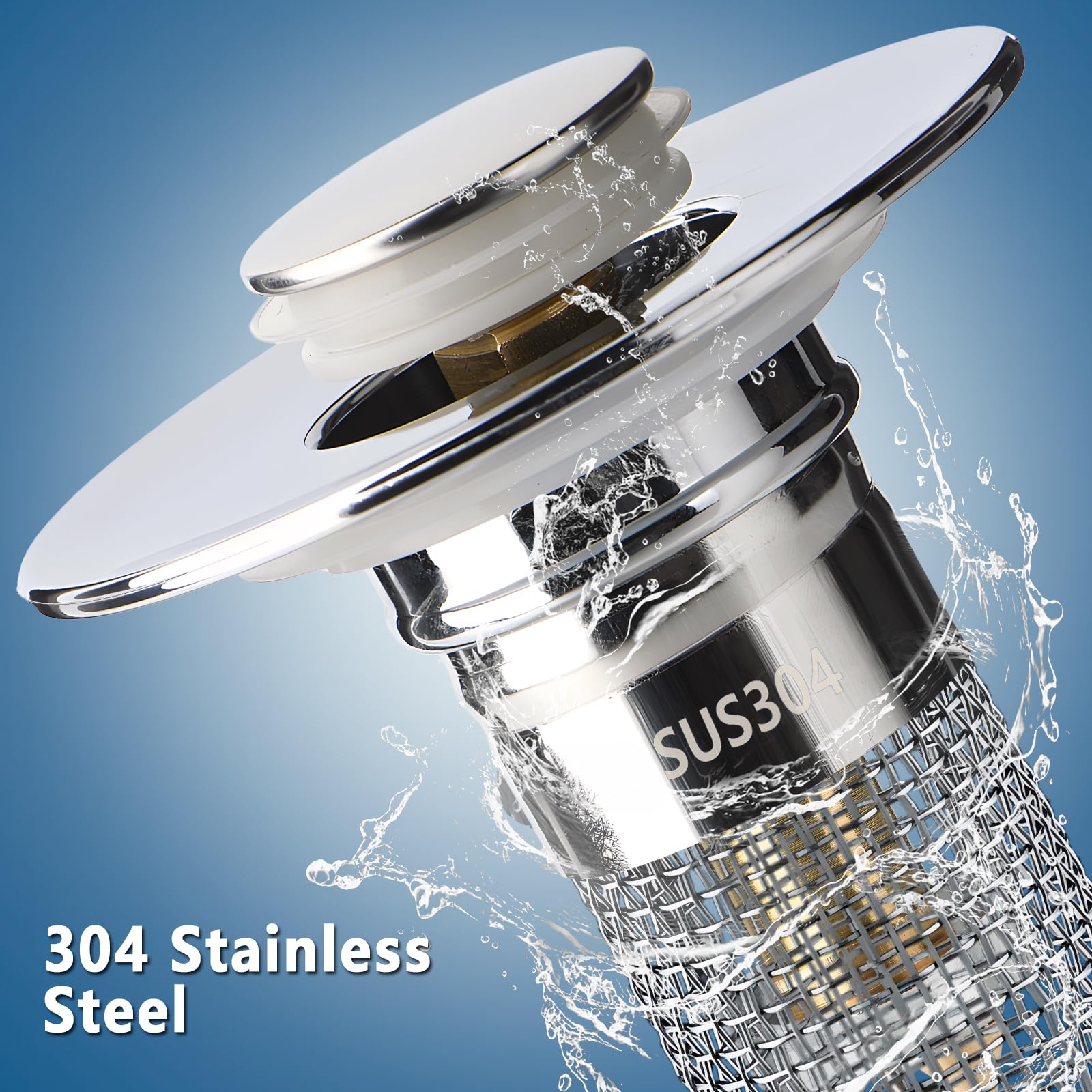 Anytin 2pcs Bathroom Sink Drain Strainer Pop Up Sink Drain Stopper with Removable Stainless Steel Filter Basket, for US Universal Bathroom Kitchen Basin Sink Stopper Bathroom Sink Stopper