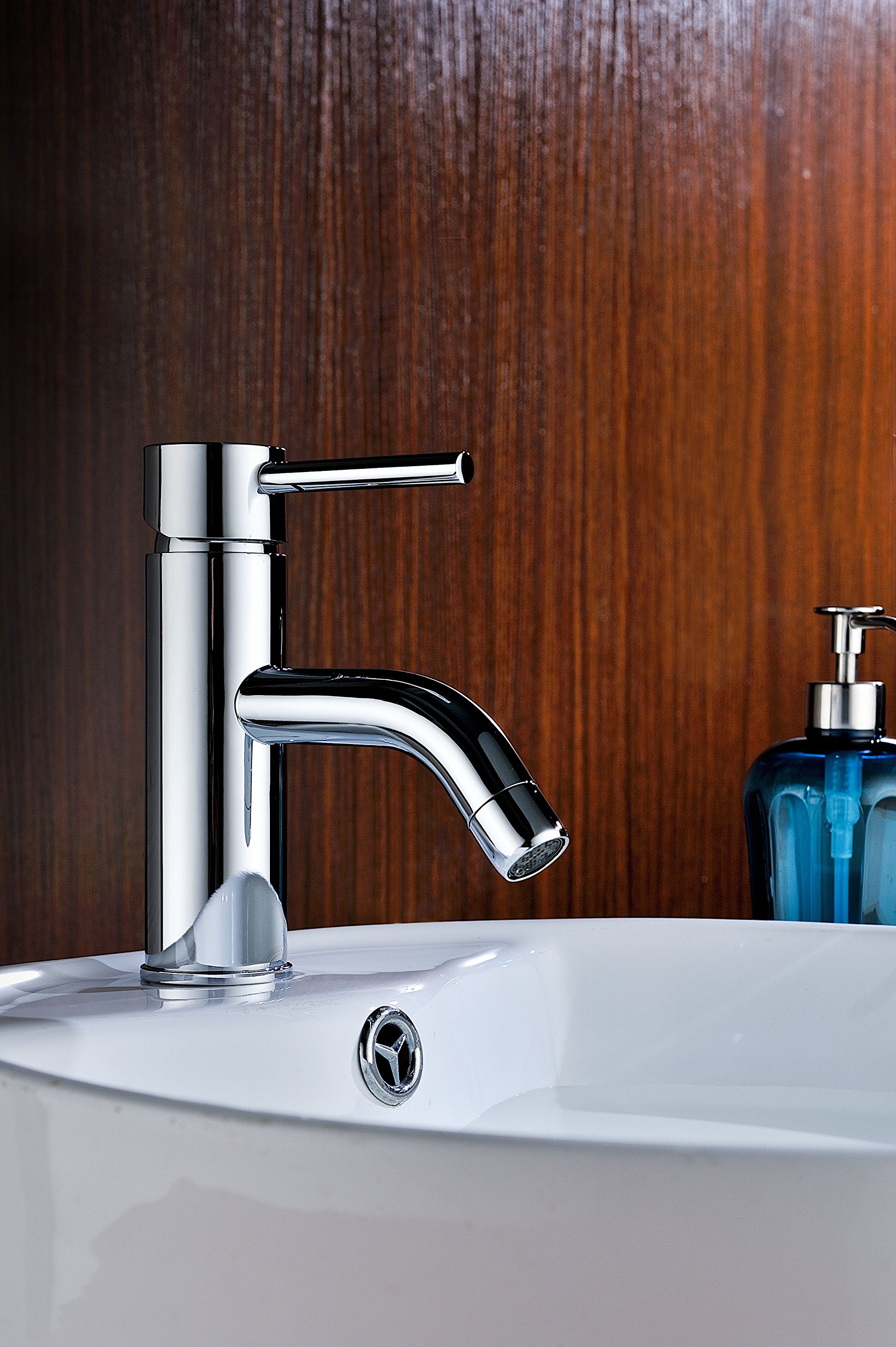 ANZZI Bravo Single Hole Single Handle Low-Arc Bathroom Sink Faucet in Commercial Polished Chrome Vessel Basin Sinks Waterfall Deck Mounted cUPC Lavatory Faucet Valve Included (L-AZ030)