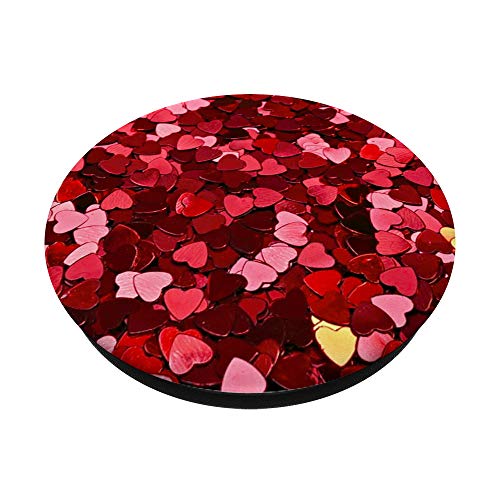 Red Pink Confetti Hearts PopSockets PopGrip: Swappable Grip for Phones & Tablets