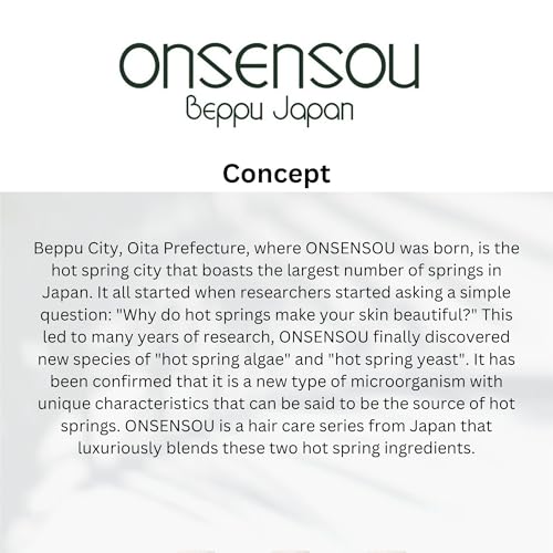 ONSENSOU Hot Spring Yeast & Green Algae Extract Shampoo, Rich & Luxurious Lather for Scalp & Hair Care, Moisturizing & Nourishing, Sulfate-Free, Organic & Skin-Friendly Formula, Mild, 10.1 fl oz