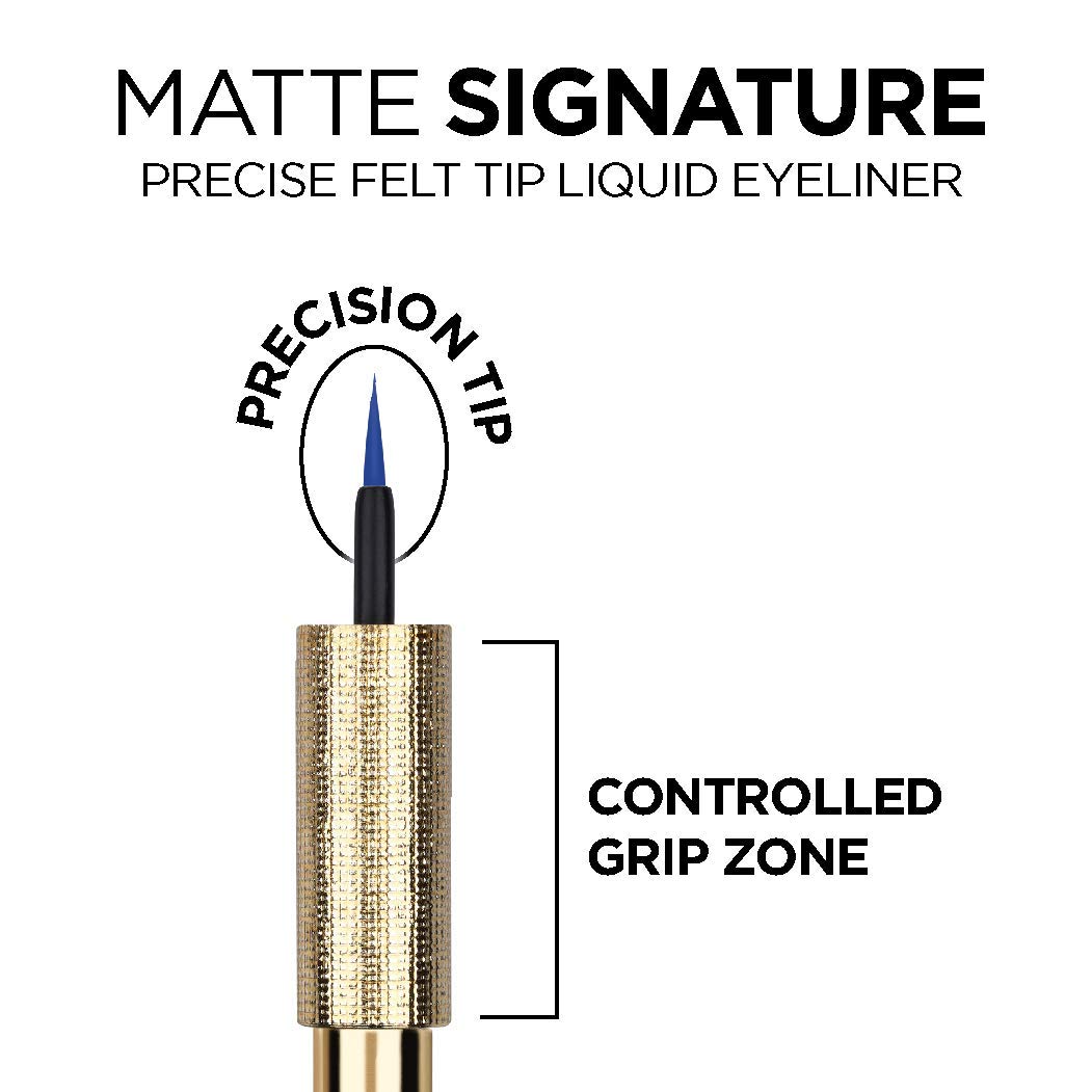 L’Oréal Paris Makeup Matte Signature Liquid Dip Eyeliner, Waterproof, Precise and Easy Application, All Day Wear, Vivid Matte Finish, Blue, 0.07 fl; Oz.