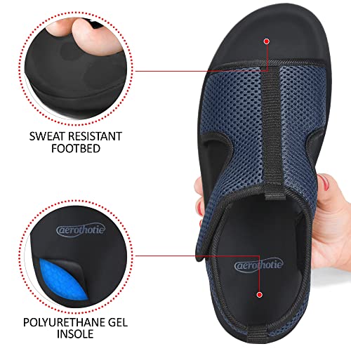 AEROTHOTIC Hiking Darin Women’s Summer Comfort Back Strap Sandals (Darin Navy, size 6)
