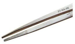 Excelta - 21-SA-SE - Tweezers - Strong Point - Straight - One Star - Anti-Mag. SS - Serrated Tips, 0.85" Height, 0.45500000000000002" Wide, 6" Length