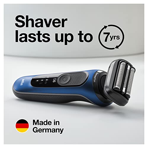 Braun Series 6 6040cs Electric Shaver with Charging Stand, Precision Trimmer, Wet & Dry, Rechargeable, Cordless Foil Shaver, Blue