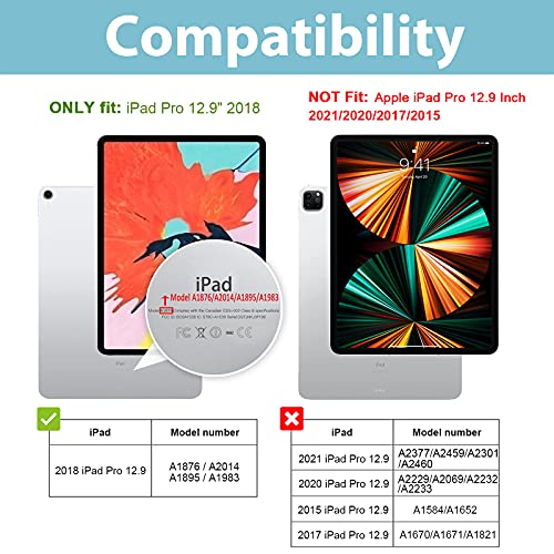 ProCase Smart Case for iPad Pro 12.9" 2018 3rd Gen, Slim Lightweight Trifold Stand Smart Cover with Translucent Frosted Back Protective Case for iPad Pro 12.9 Inch 3rd Gen 2018 Release –Black