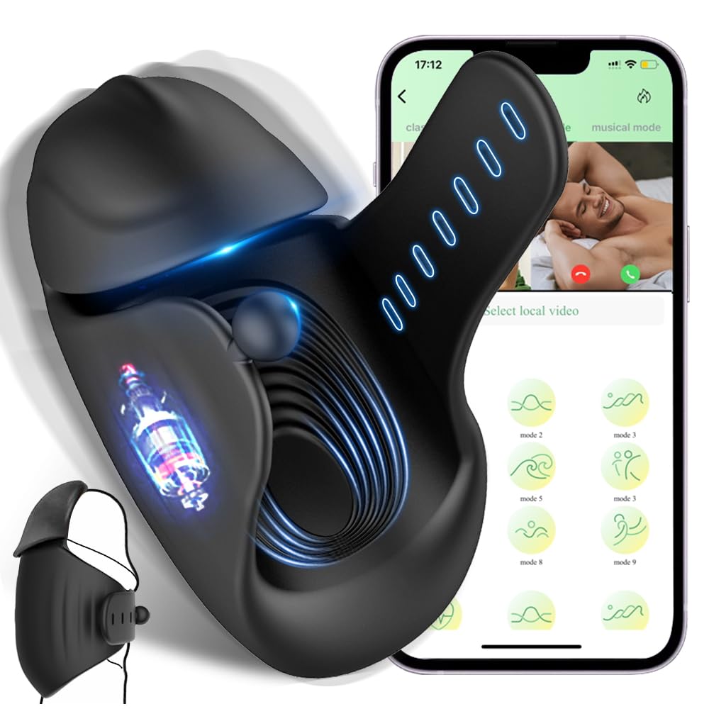 Adjustable Male Masturbator Penis Vibrator Trainer Stimulator, Adult Sex Toys for Men, 3 in 1 Vibrating App Controlled Mens Sex Toy Stroker with Cock Ring, Masturbators Vibrators for Men