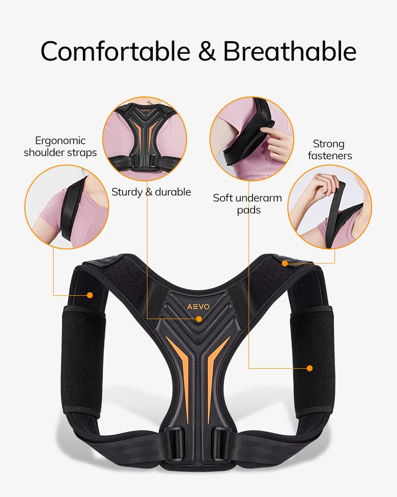 AEVO Compact Posture Corrector for Men and Women, Adjustable Upper Back Brace for Clavicle Support, Neck, Shoulder, and Back Pain Relief, Invisible Comfortable Back Straightener, M