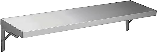 Express KitchQuip 12" x 72" Stainless Steel Folding Wall Shelf - Food Truck, Kitchen, Restaurant, Laundy, Garage and Utility Room