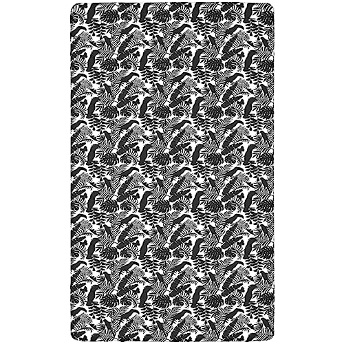Exotic Themed Fitted Crib Sheet,Standard Crib Mattress Fitted Sheet Toddler Bed Mattress Sheets - Baby Crib Sheets for Girl or Boy,28“ x52“,Charcoal Grey White