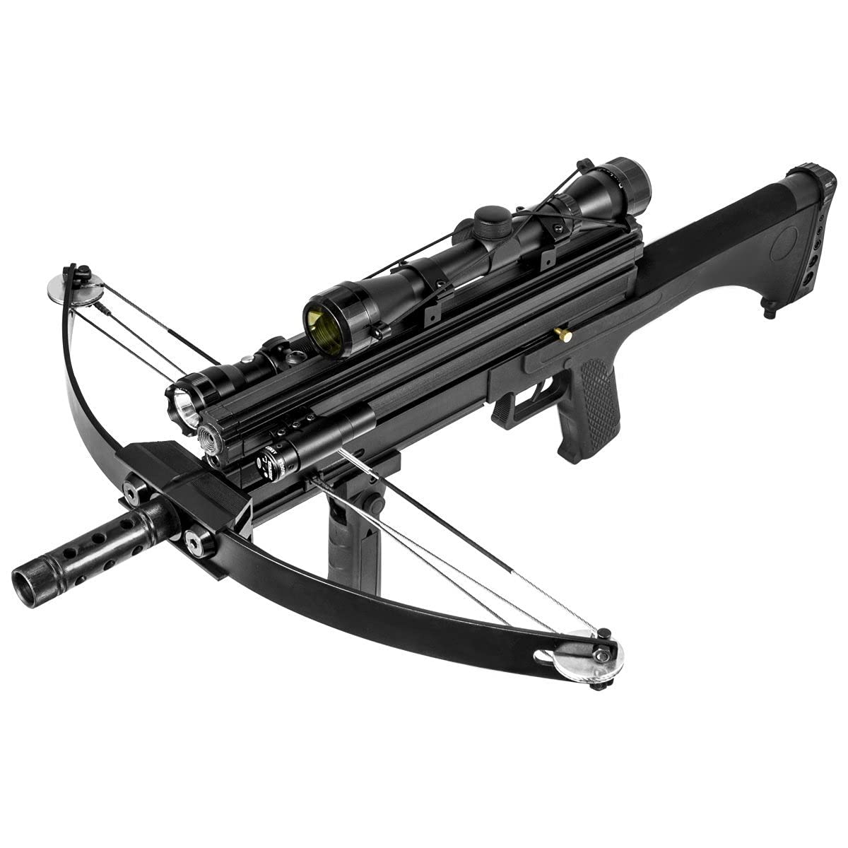 80lbs Steel Ball WT4 Repeating Crossbow with Tactical Package. includes Flashlight, Scope and Red Beam aimer