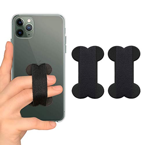 REINVENT EGO-Finger Strap Phone Holder - Cell Phone Grip Holds Device with just a Finger - Ultra Thin Anti-Slip Universal Cell Phone Grips Band Holder for Back of Phone - 2Pack(Black)