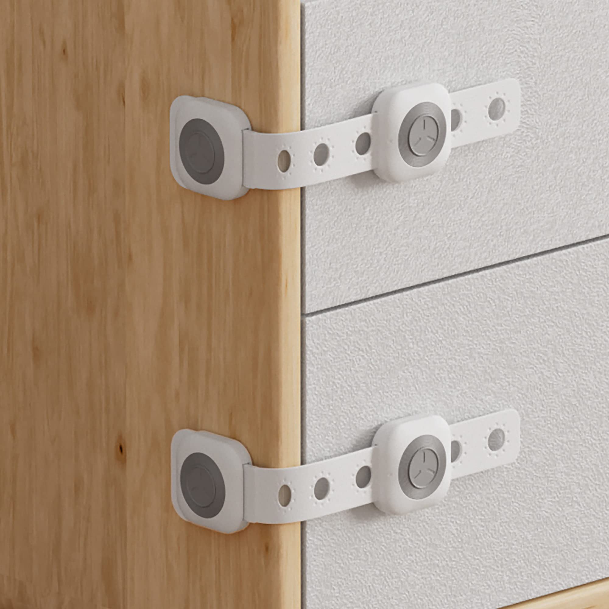6 Pack Childproof Magnetic Cabinet Locks - Adjustable Magnetic Baby Proof Safety Latches with 1 Key for Drawer Cabinet to Keep Child Safe, No Drilling, Easy Installation