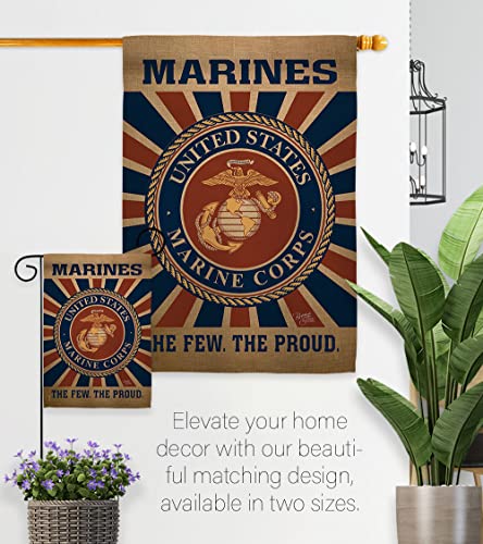 Breeze Decor Marine Corps Garden Flag Set Mailbox Hanger Armed Forces USMC Semper Fi United State American Military Veteran Retire Official House Banner Small Yard Gift Double-Sided, Made in USA