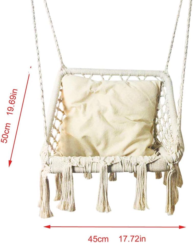 Square Macrame Hanging Swing Chairs Cotton Rope Lounger for Outdoor Indoor Garden Patio Yard Porch Tree