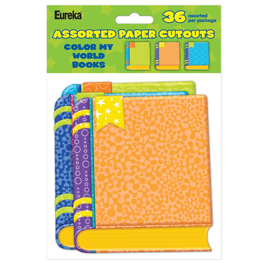 Eureka Multicolor Book Themed Cut Out Bulletin Board and Classroom Decorations, 36pcs, 5.5'' x 5.5''