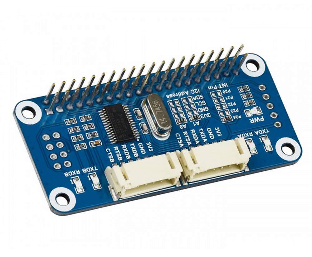 Serial Expansion HAT I2C Interface 2-ch Extra UART Plus 8 programmable GPIOs for Raspberry Pi Zero W WH 2B/3B/3B+/4B @XYGStudy