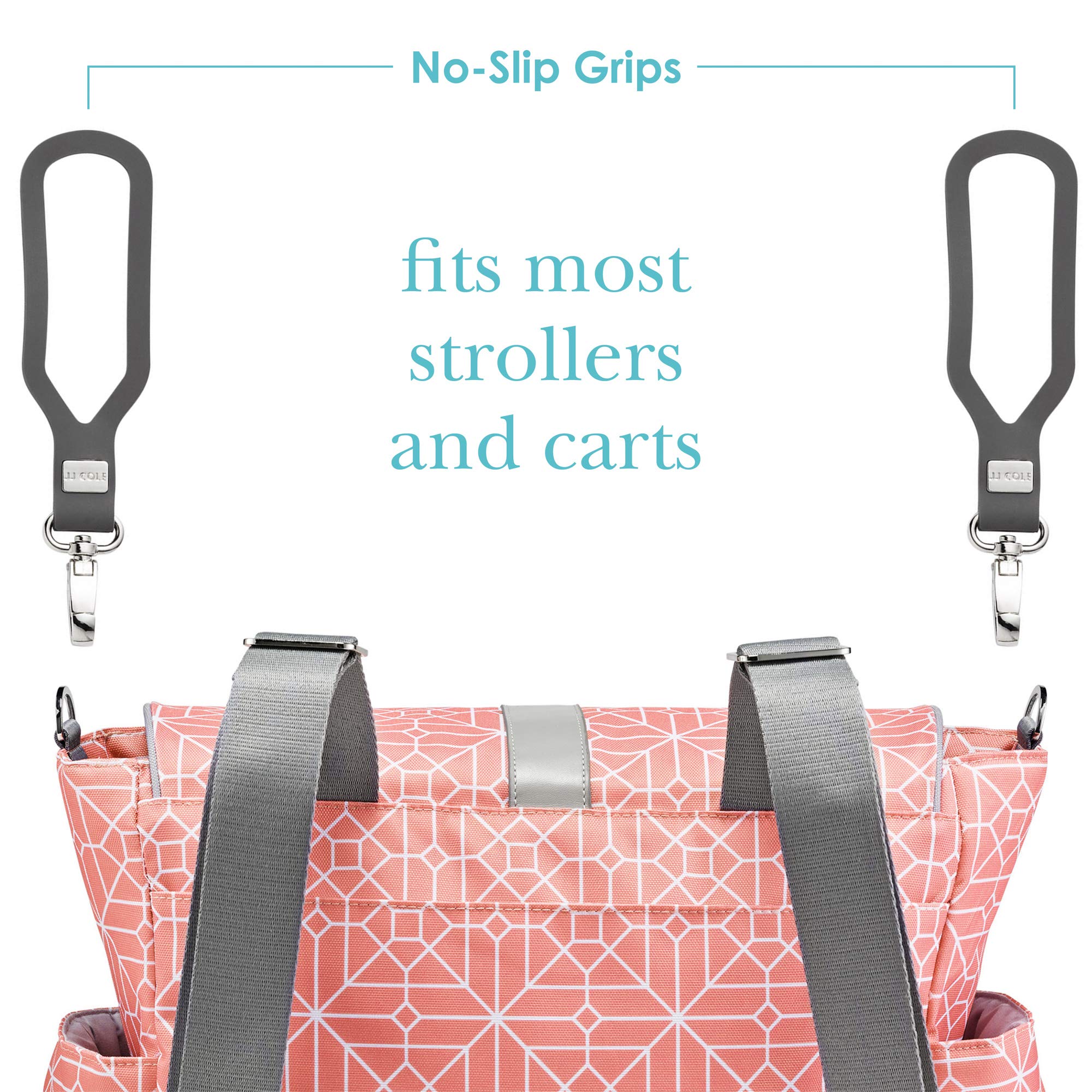 JJ Cole - Backpack, Gender Neutral Large Capacity Diaper Bag, Multifunctional, Stylish, with Stroller Clips and Changing Pad, Coral Tile