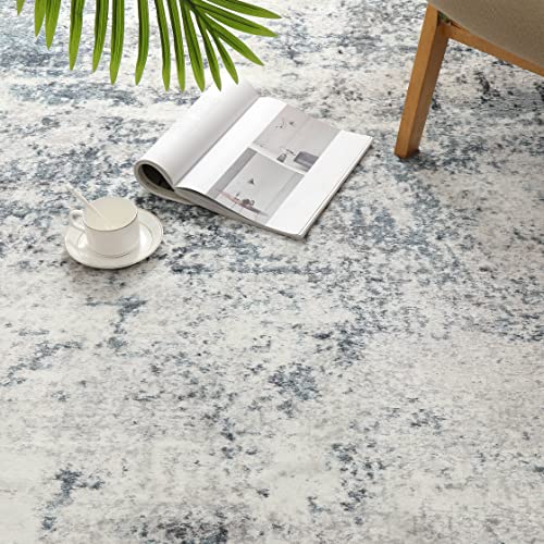 Area Rug Living Room Rugs: 5x7 Indoor Abstract Soft Fluffy Pile Large Carpet with Low Shaggy for Bedroom Dining Room Home Office Decor Under Kitchen Table Washable - Gray/Blue