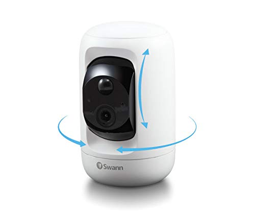 Swann Pan & Tilt Indoor 1080p Full HD Wi-Fi Home Security Camera with 2-Way Talk, Remote Camera Movement, Siren, Heat and Motion Triggered Mobile Alerts, Night Vision, Free Cloud & Local Recording