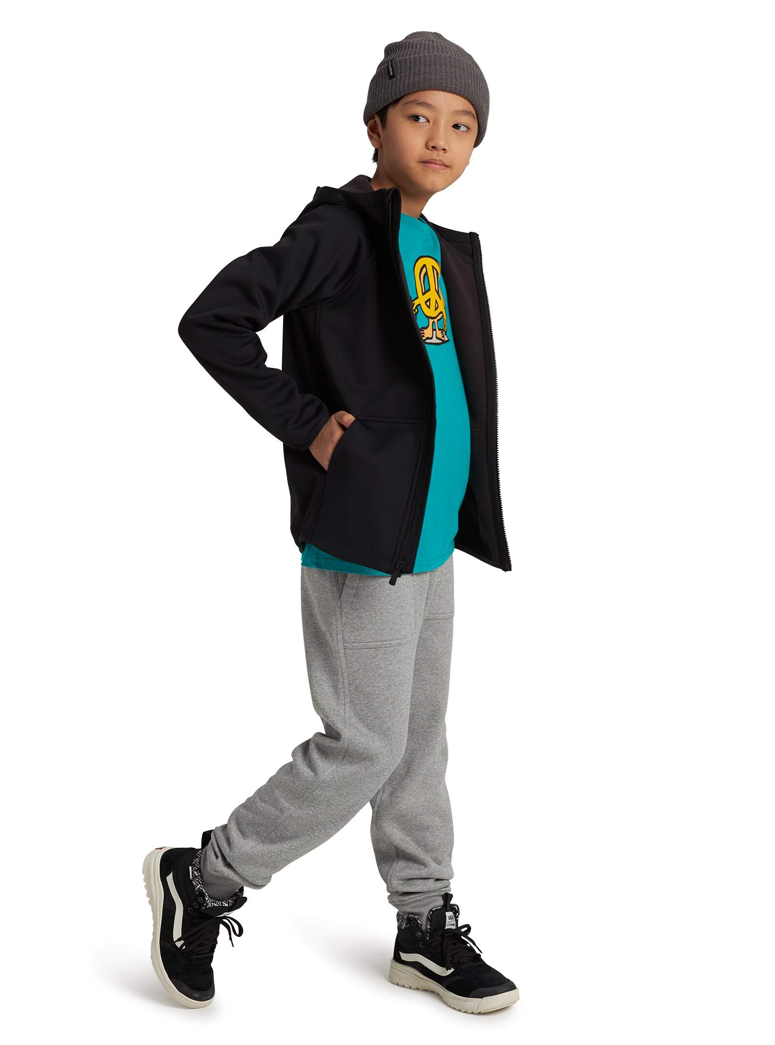 Burton Kids' Crown Weatherproof Full-Zip Fleece, True Black, S