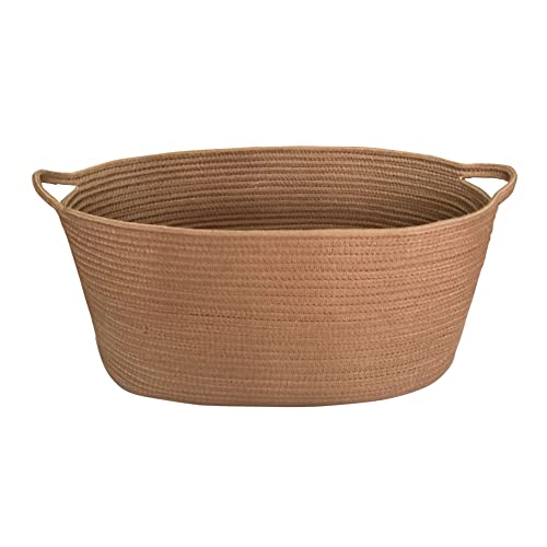 Extra Large Light Coffee Woven Cotton Rope Basket Bin for Blankets Towels Baby Toys Nursery Hamper Organizer, Collapsible Storage Laundry Baskets