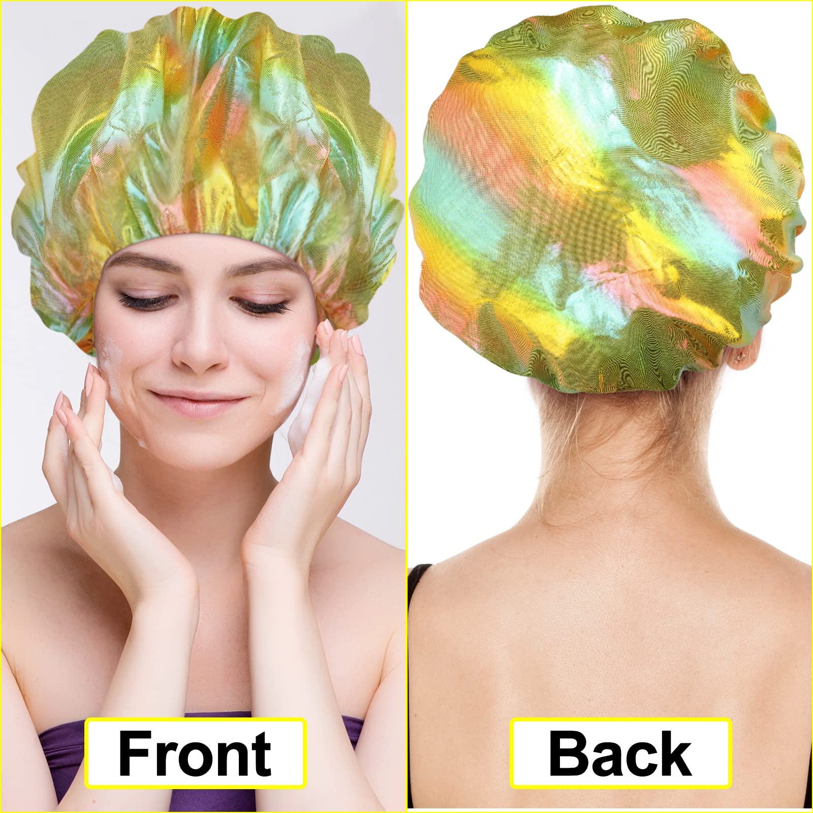 6 Pieces Satin Sleep Cap Elastic Hat Adjustable Satin Bonnet Colorful Hair Bonnet for Women Girls (Solid Color)……