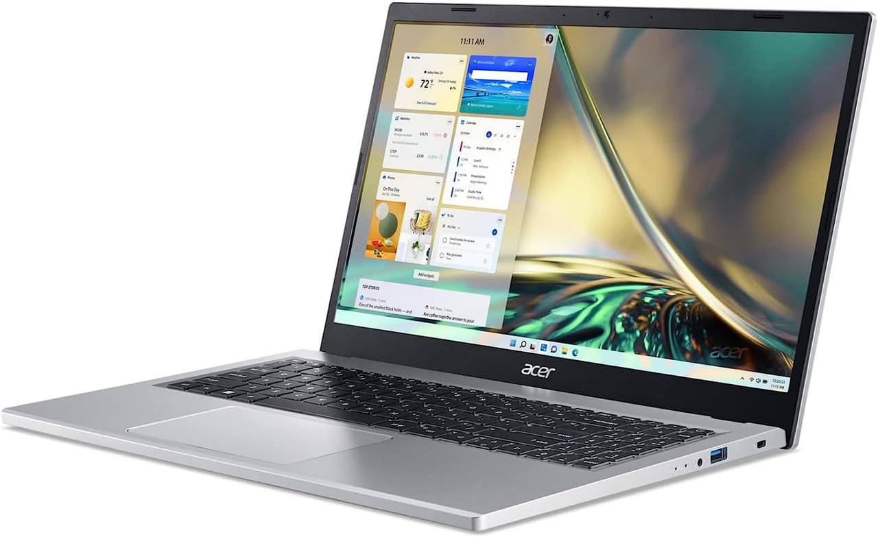 acer Aspire 3 Slim Laptop, 15.6" FHD(1920x1080) IPS Display, AMD Ryzen 3 7320U, 4 Cores Processor, 8GB LPDDR5 RAM, 512GB SSD, Webcam, Wi-Fi 6, Windows 11S, EAT Cloth