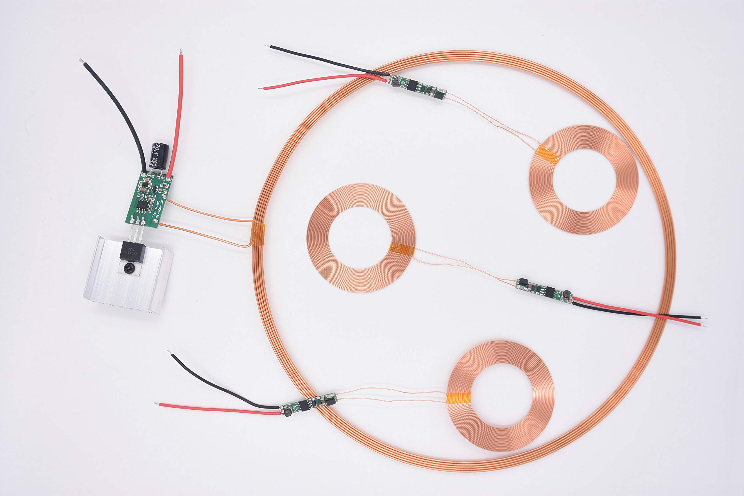 Taidacent High Power 24V 200mm One-to-Many Long Distance Wireless Inductive Coil Module Wireless Charging Coil Wireless Transmitter and Reveiver Coil Module Can be Used for Multiple Receivers