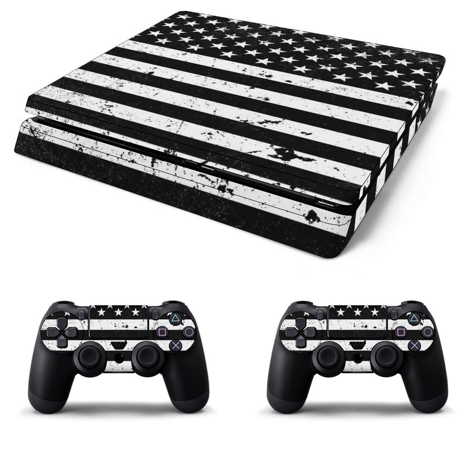 American Flag Sticker Skin for PS-4 Slim Console and Controller Full Wrap Skin Protector Cover Compatible with PS-4 Pro