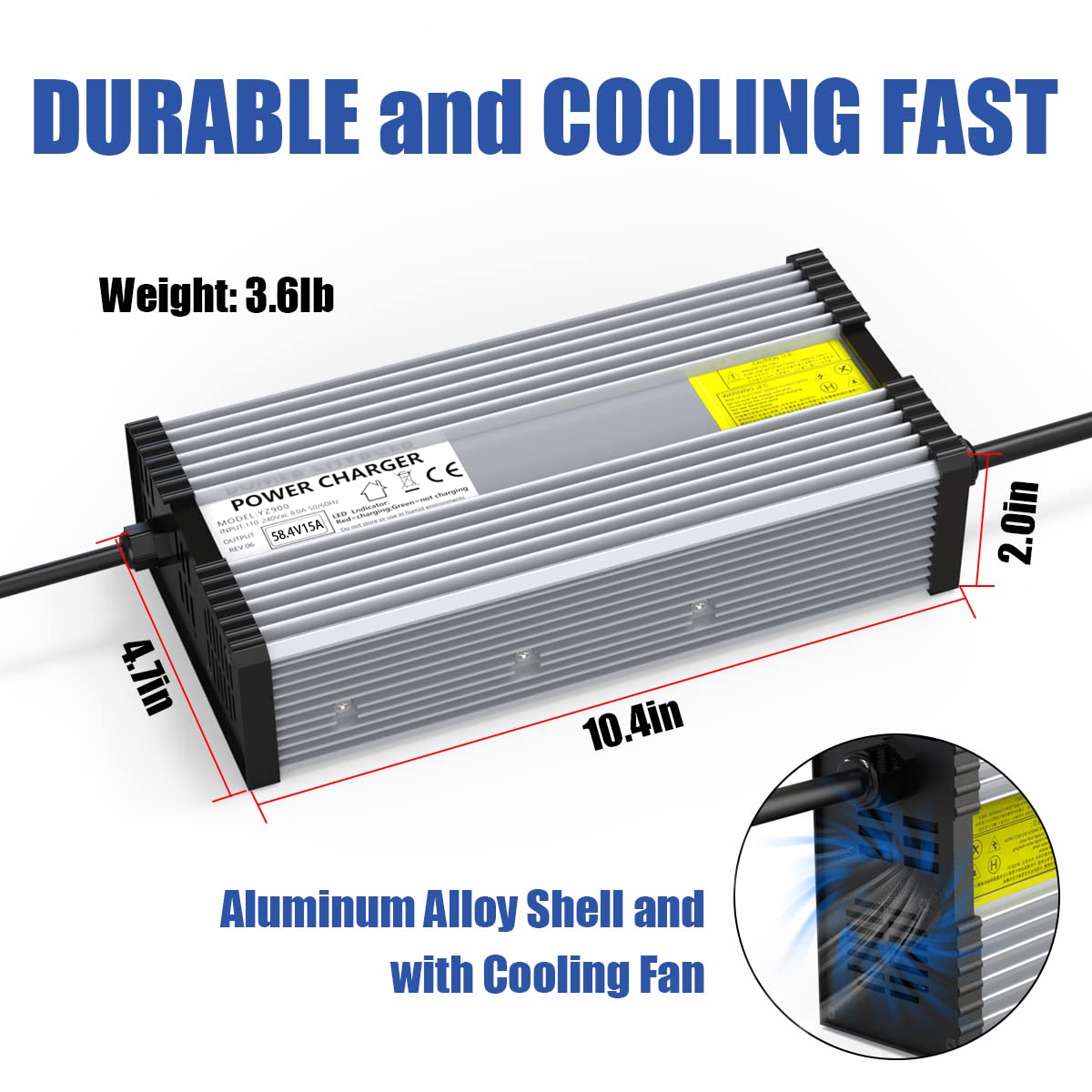 58.4V 15A Intelligent Lithium Iron Phosphate Batteries Charger 48V LiFePO4 Battery Charger Dedicated Designed for 48V LiFePO4 Batteries