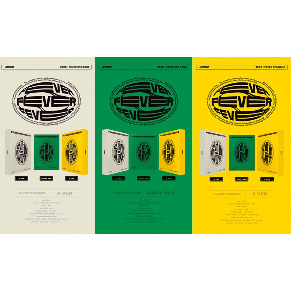 ATEEZ - ZERO : FEVER EPILOGUE Album Set [A Ver. + DIARY Ver. + Z Ver.] (Folded Poster), CMCC11681