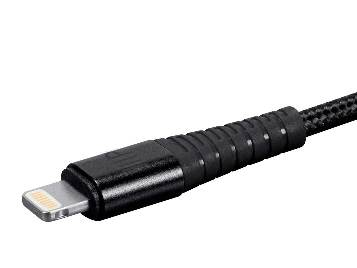 Monoprice Apple MFI Certified Lightning to USB Type A Charge & Sync Cable - Nylon-Braid, Durable, Kevlar-Reinforced, 1.5 Feet, Black - AtlasFlex Series