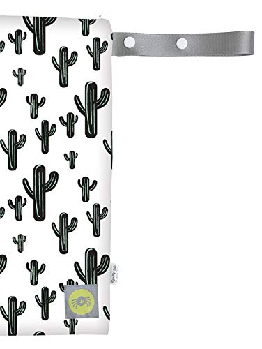 Itzy Ritzy Sealed Wet Bag with Handle – Wet Bag for Travel, Swimsuits, Cloth Diapers, Gym Clothes & Toiletries - Washable & Reusable with Water Resistant Lining - Measures 11” x 14” (Cactus Crew)