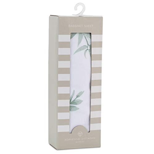 Adrienne Vittadini Bambini Jersey Cotton Bassinet Sheet 1 Pack Green Fern Print, Sage