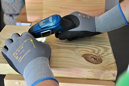 G & F Products 1529XL-DZ Knit Work Gloves, Textured Rubber Latex Coated For Construction, Black, XLarge,Gray