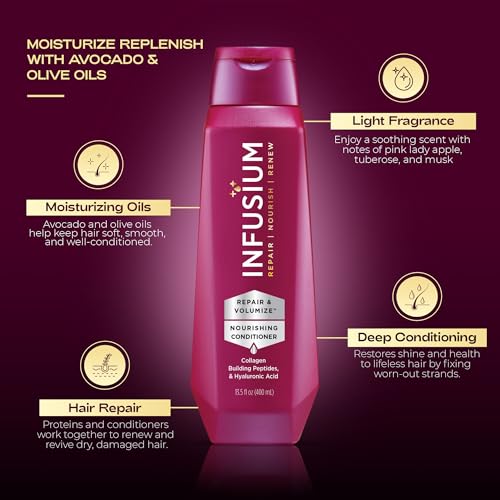 Infusium Repair & Replenish Nourishing Conditioner, with Keratin & Argan Oil, for All Hair Types, 13.5 fl oz