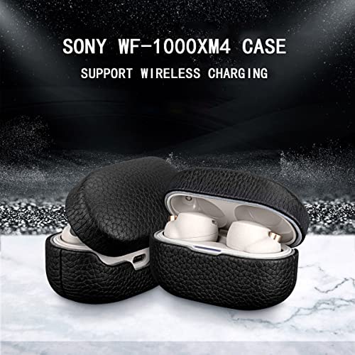 Cover Case for Sony wf-1000xm4 Case,Genuine Leather Case Complete Protection Against Scratches, Bumps, Anti-Shock and Anti-Slip
