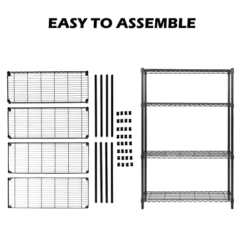 XCVBDE 4-Tier Storage Shelves 36''x14''x54'' Height Adjustable Garage Storage Shelves Heavy Duty Pantry Shelving Metal Utility Shelves Wire Rack for Home Kitchen Laundry Room Organization(Black)