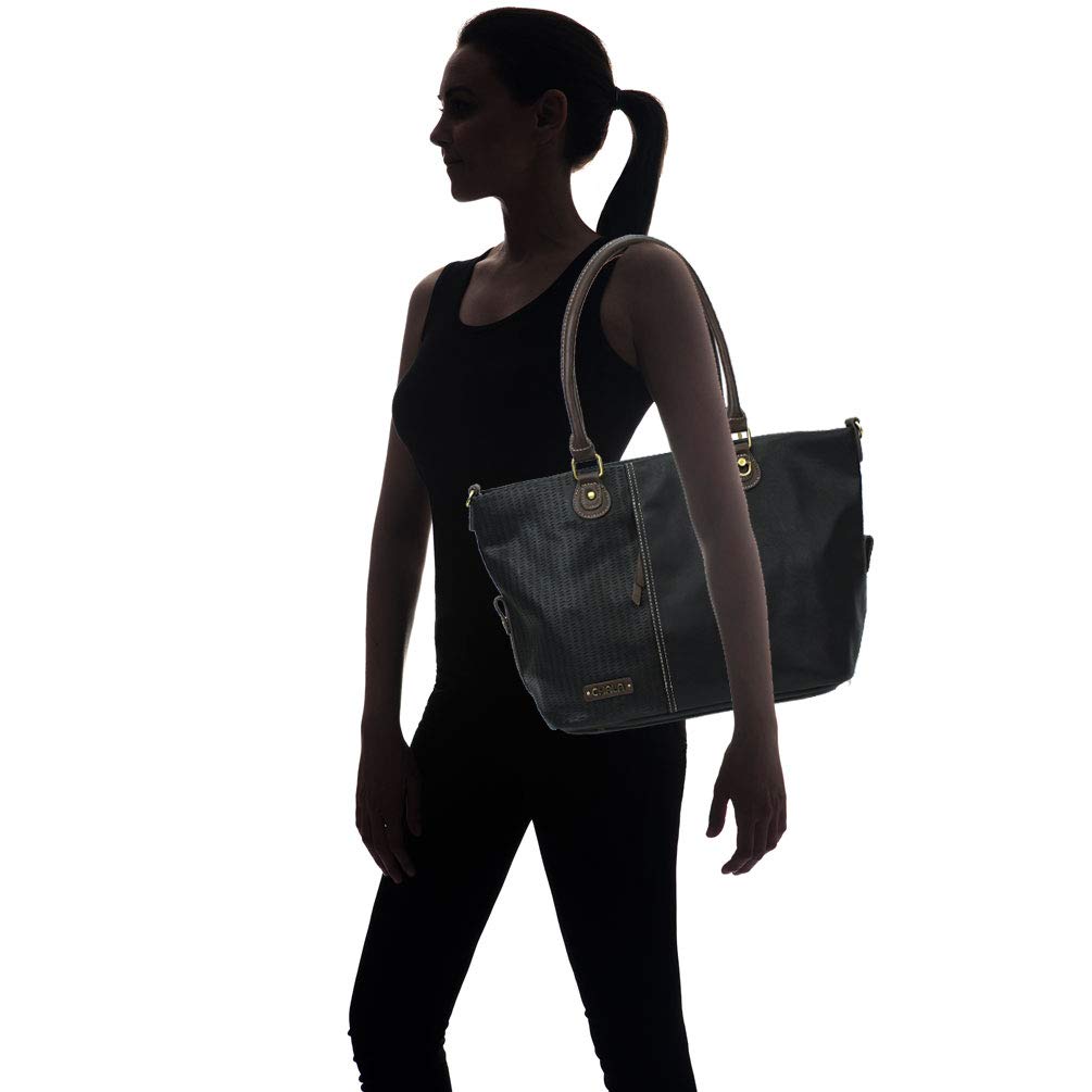 CHALA Laser Cut Crossbody Shoulder bag Tote Bag Faux Leather Black (Yorkie Terrier)