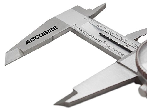 Accusize Industrial Tools 8''/200 mm by 0.001''/0.02 mm Dual Needle Precision Dial Caliper Stainless Steel in Fitted Case, Imperial/Metric, P920-S238
