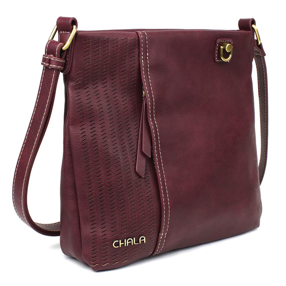 CHALA Laser Cut Crossbody Faux Leather - Metal Spider - Plum