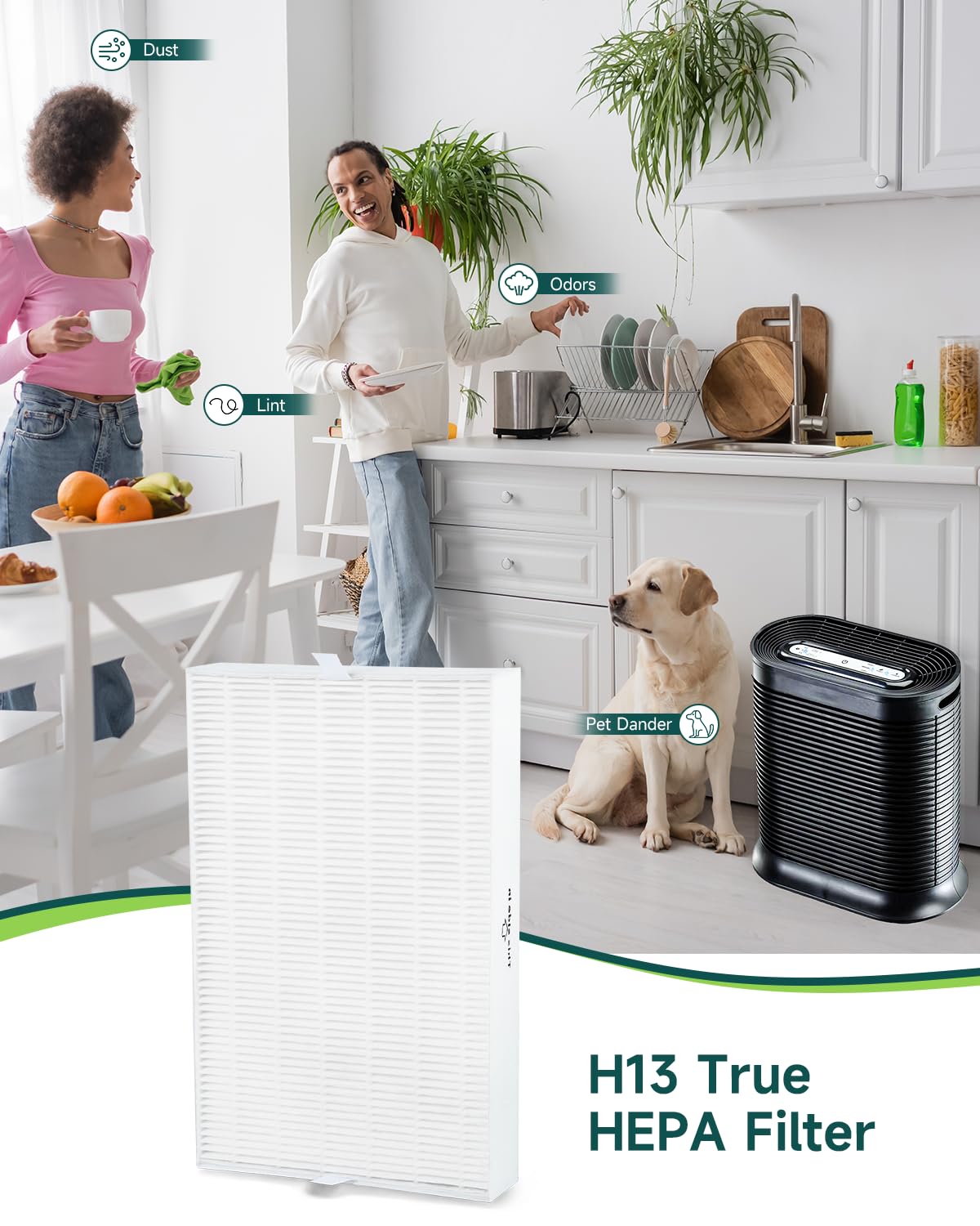 6-Pack Filter R Kit, Universal Replacement for Honeywell HPA300/200/100 and 5000 Series, H13 True HEPA Air Purifier Filter