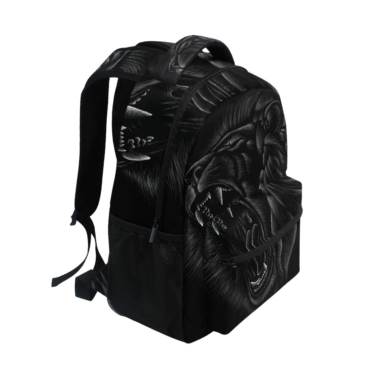 ALAZA Hand Drawn Black Lion Roaring Large Backpack Laptop iPad Tablet Travel School Bag w/Multiple Pockets for Men Women College