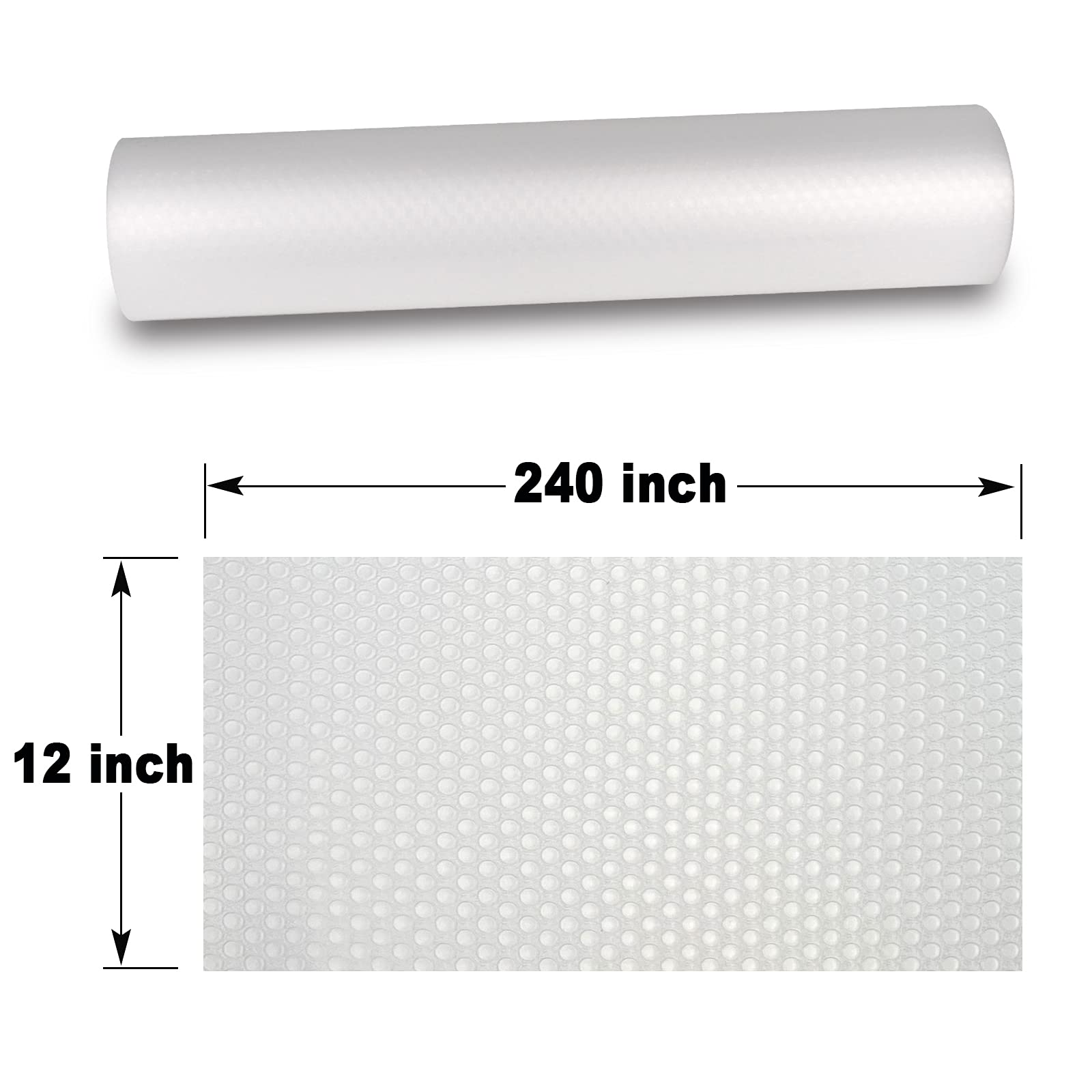 Aecoyke Shelf Liner, Cabinet Liner, Non Adhesive Kitchen Plastic Drawer Liner, Non Slip Shelf Liners for Kitchen Cabinets, Pantry, Shelves, Under Sink, Clear Refrigerator Liners (Clear, 12 x 240 inch)