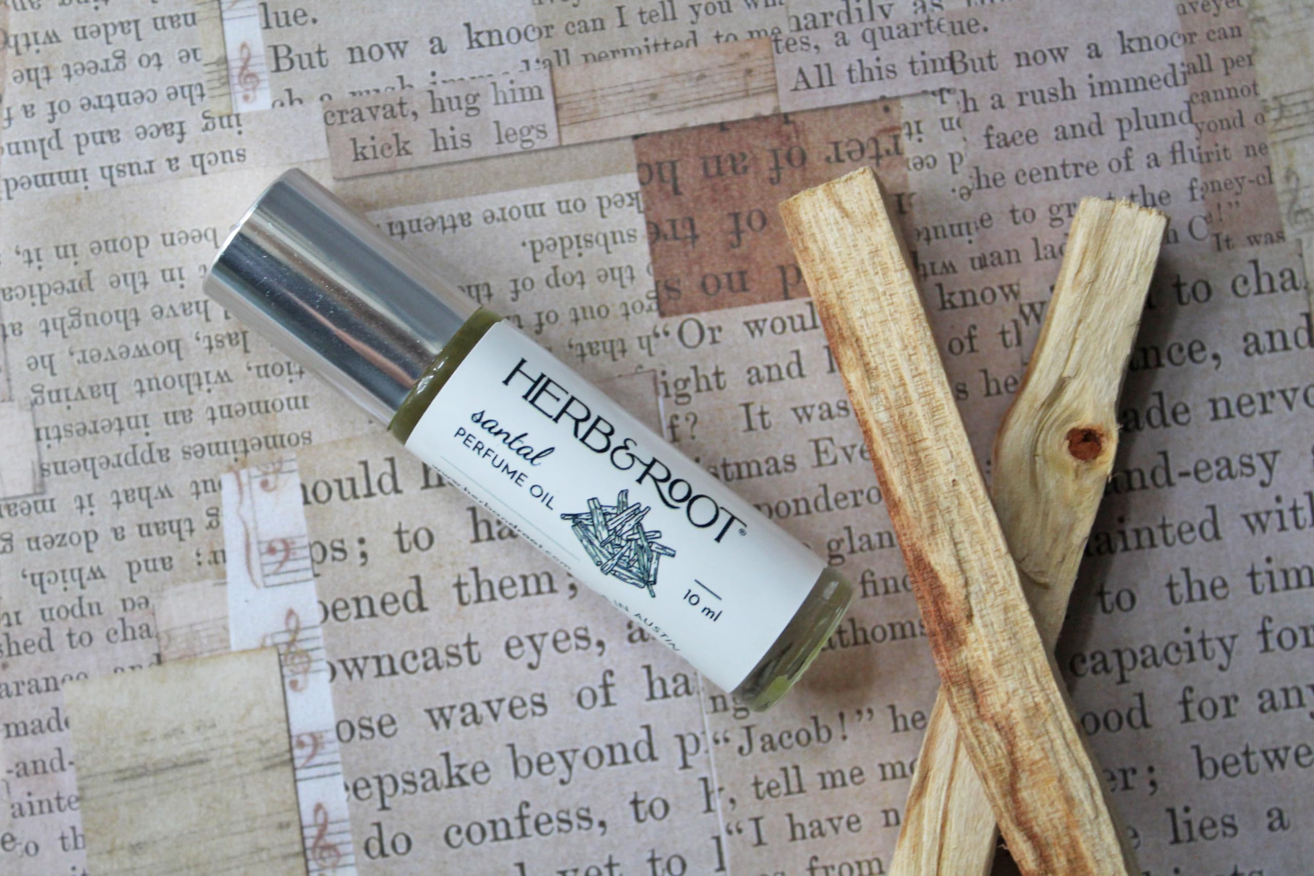 Santal Perfume Oil Rollerball (Roll on) | Herb & Root | 10ml | Virginia Cedar and Palo Santo, Smoky Woods Fragrance for Men or Women