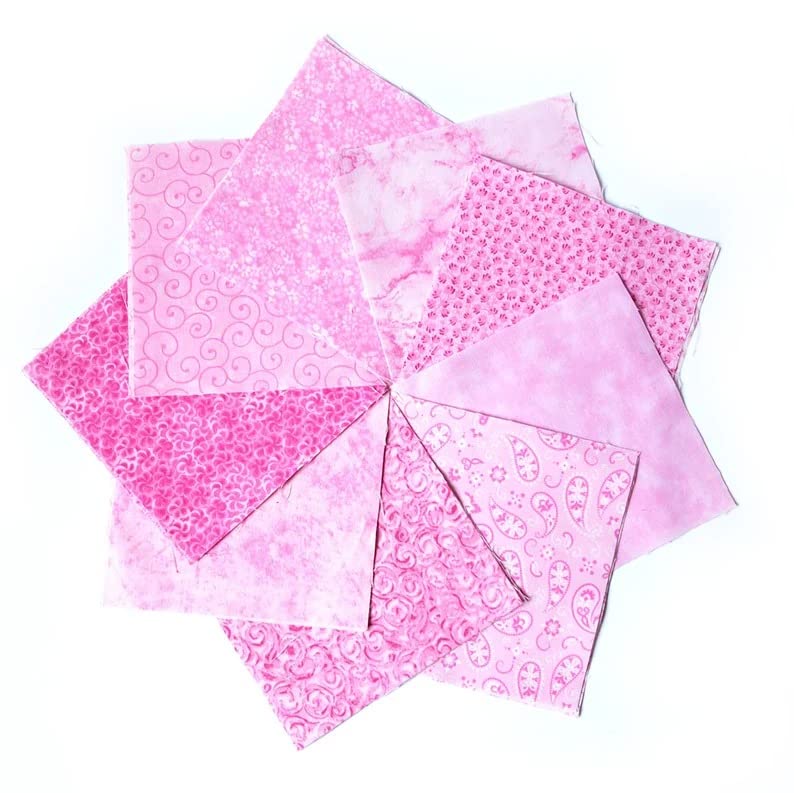 90 Piece It's All Pink Cute pre-Cut Charm Pack 5" Squares 100% Cotton Fabric Quilt Pink Tone on Tone