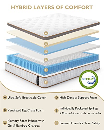 BedStory King Mattress - Made in USA - 14 Inch Hybrid Mattress Medium Feel, Individually Wrapped Coils for Pressure Relief & Motion Isolation, 80βx76βx14β