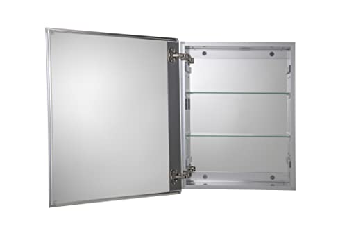 Croydex Hartford Single Door, Recessed or Surface Mount, Hang 'n' Lock Easy Installation Medicine Cabinet, 20W x 26H, Aluminum