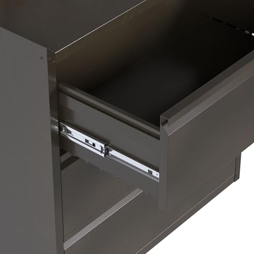 Aobabo Steel Wheeled Lockable Tool Box Supply Cabinet Organizer with 1 Drawer, 2 Adjustable Storage Shelves for Home, Office, and Garage, Black